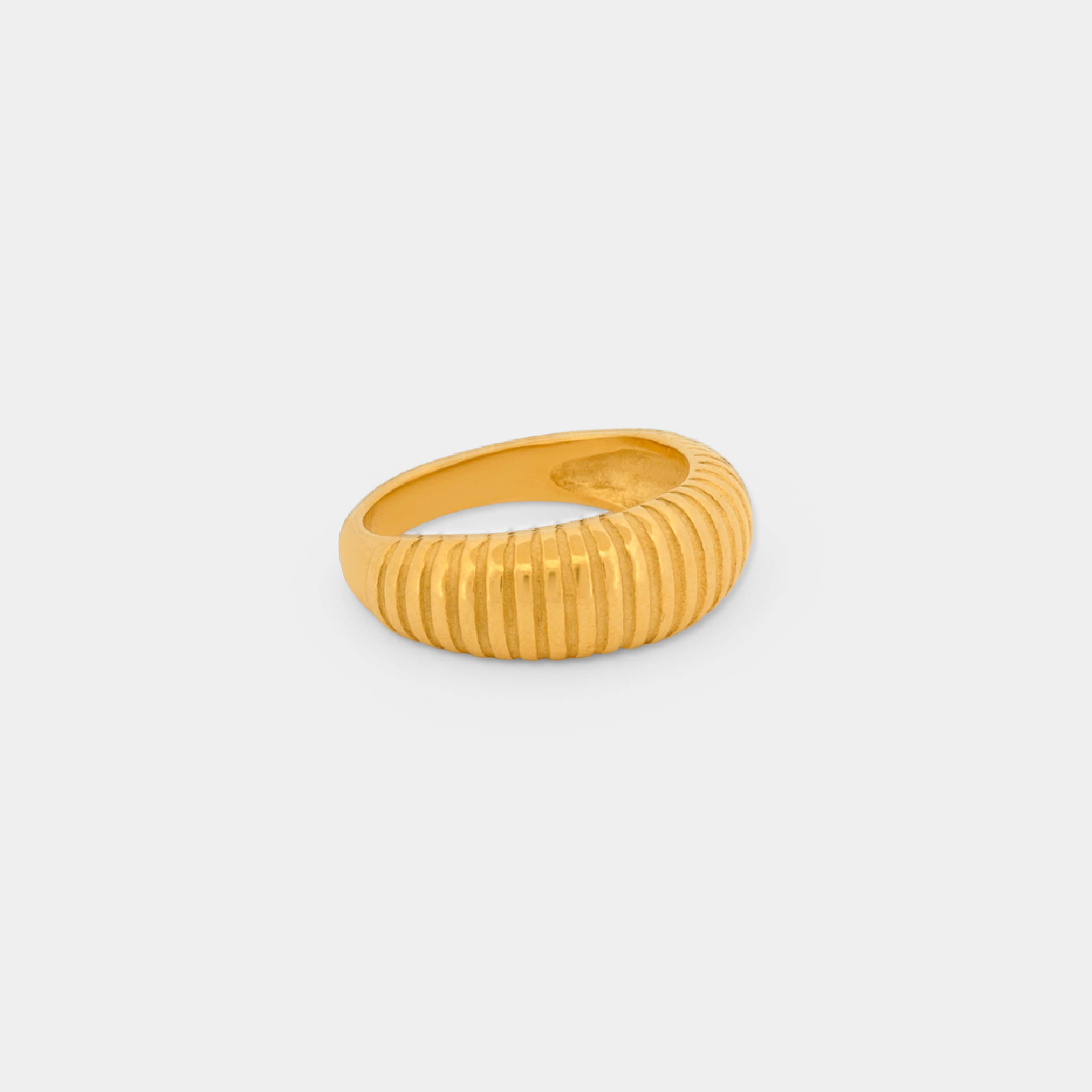 Gold Ribbed Dome Ring | Stainless Steel Ribbed Ring – LINK'D THE LABEL